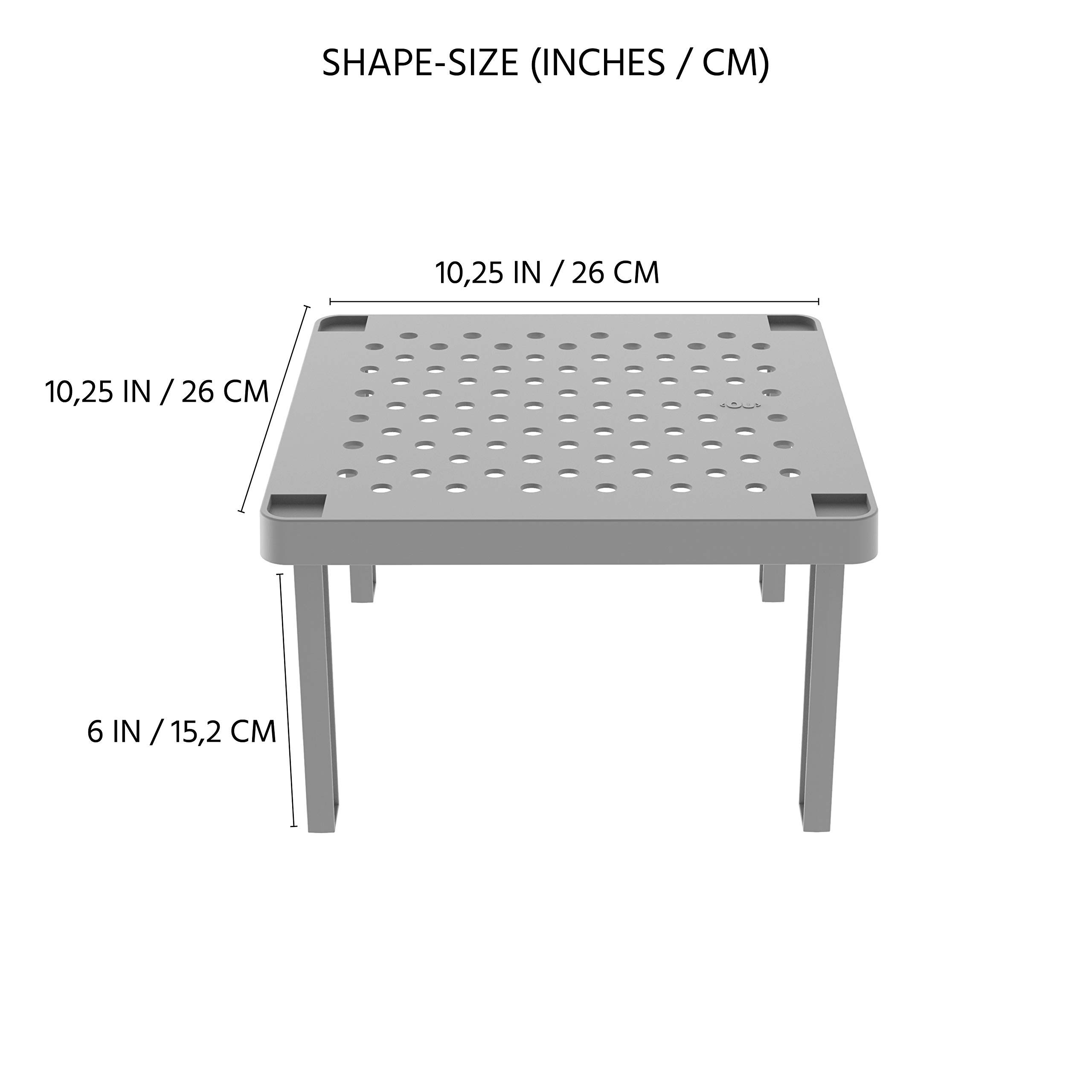 Level Collection Stackable, Kitchen Cabinet and Pantry Organizer, Modular Shelves- Set of 4 Shapes (Gray)