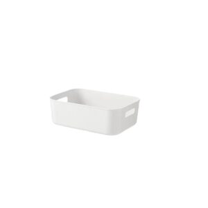 plastic storage bin white storage basket with handles organizer for kitchen pantry food storage containers bedroom bathroom organizer snack storage box toy baskets organizer (m-1pack)