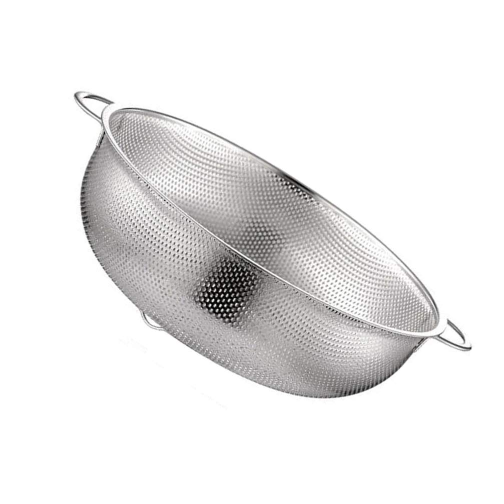 Hemoton Stainless Steel Colanders Strainers Micro- Perforated Kitchen Strainer with Handle Drain Baskets for Fruits Vegetable Cleaning Washing Mixing 16. 5cm