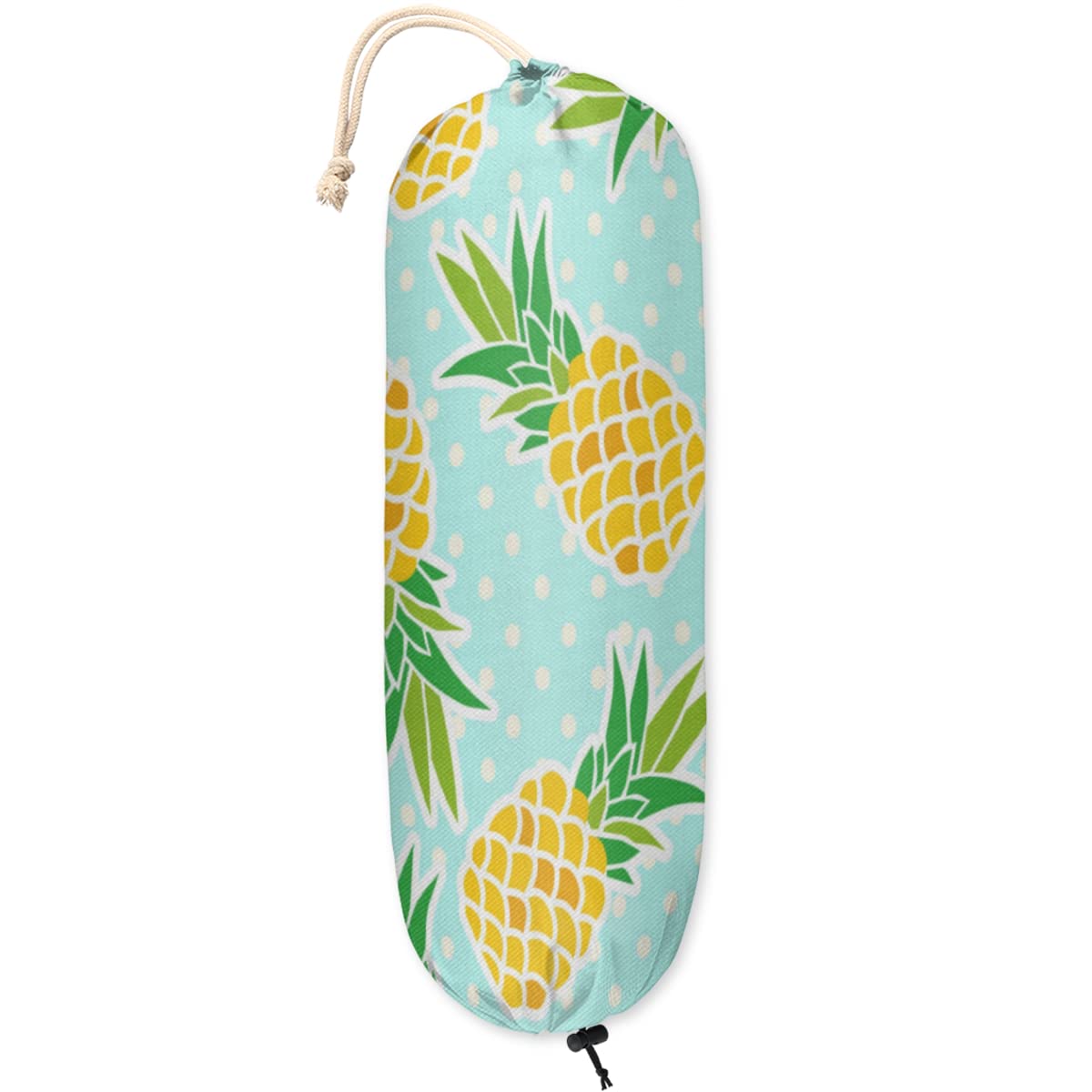 Fruit Pineapple Plastic Bag Holder, Polka Dot Grocery Bag Storage Holder Garbage Shopping Bag Trash Bags Organizer for Kitchen Home