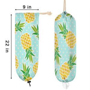 Fruit Pineapple Plastic Bag Holder, Polka Dot Grocery Bag Storage Holder Garbage Shopping Bag Trash Bags Organizer for Kitchen Home