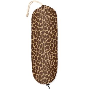 giraffe print plastic bag holder grocery bag holder large wall mount garbage plastic bag organizer drawstring adjustment for kitchen, 22x9" in