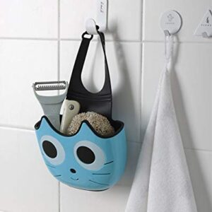 QTMY 2 PACK Cat Sponge Holder Basket with Buckle,Sink Faucet Caddy Hanging Drain Rack, Gadget Soap Brush Desk Pen Organizer for Kitchen Bathroom,Green Blue