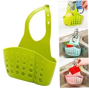 pinicecore kitchen sink sponge holder sink holder sponge drain rack 2 bags holes tap hanging strainer organizer for brush sponge bathroom holder kitchen holder green