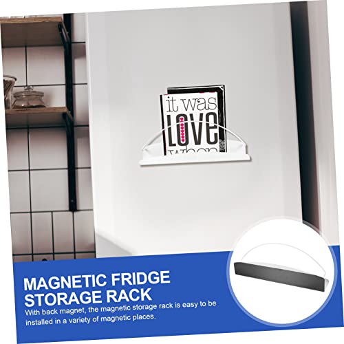 Zerodeko newspaper rack fridge organizer shelf seasoning organizer shelf refrigerator hanging rack magnetic fridge organizer magnetic paper shelf magnetic spices holder white Metal Magazine