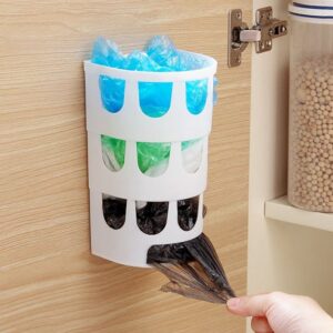 Grocery Bag Storage Holder, Wall Mount Garbag Bag Dispenser Large Capacity Plastic Bag Holder for Shopping Bags/Grocery Bags(White)