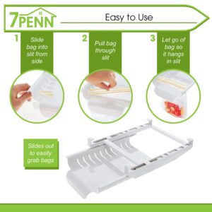 7Penn Fridge Zip Bag Hanging Rack Adjustable Fridge Drawer - 10 Slot Refrigerator Rack Side Hanging Rack with 40 Bags