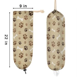 Animal Paw Print Plastic Bag Holder, Dog Footprint Grocery Bag Storage Holder Hanging Garbage Shopping Bag Trash Bags Organizer for Kitchen Home