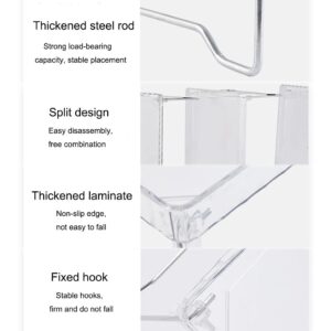 FOTOEV Stackable Shelves for Cabinets & Countertop - Storage Shelf Organizer Stand Racks- Foldable Shelves for Undersink, Kitchen Cabinets, Pantry, Countertops, Clear Acrylic