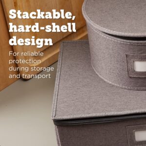 storageLAB China Storage Containers, Containers for Organizing, Hard Shell Case, Felt Plate Dividers, Moving Supplies, Storage Box, Wine, Dishes, Glasses Storage, Charger Plates Storage Containers