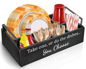 pickkross wooden utensil caddy organizer, black, 100% risk-free guarantee