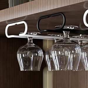 GeLive 10 Inch Under Cabinet Wine Glass Rack Stemware Holder Glass Storage Hanger Organizer for Kitchen and Bar Set of 2 (Black)