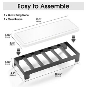 qeerable Instant Dry Sink Organizer,Bathroom Sink Organizer Countertop Soap and Sponge Holder for Kitchen Sink Caddy Drying Rack Accessory Fast Drying Stone Sink Tray （White）