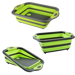 umikakitchen collapsible cutting board - portable washing veggies fruits food grade camping sink (4.25 gal) with draining plug - collapsible sink camping,camping dish washing station(green)