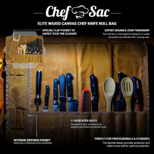 Chef Sac Elite Chef Knife Roll Bag with 10-Pack Knife Guards Included