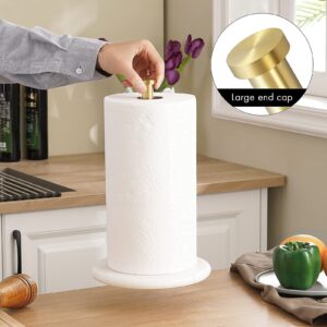 KES Kitchen Paper Towel Holder & Tissue Roll Holder with Modern Marble Base, Brushed Brass Finish, KPH100-BZ+BPH284S1-BZ