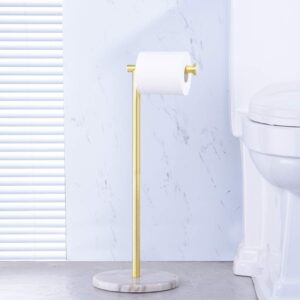 KES Kitchen Paper Towel Holder & Tissue Roll Holder with Modern Marble Base, Brushed Brass Finish, KPH100-BZ+BPH284S1-BZ