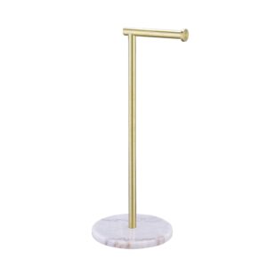 KES Kitchen Paper Towel Holder & Tissue Roll Holder with Modern Marble Base, Brushed Brass Finish, KPH100-BZ+BPH284S1-BZ