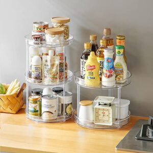 Clear Lazy Susan Organizer,9.2 inch Turntable Spice Rack,360 Rotating Turntable Organizer for Kitchen Cabinet,1 Tier Tray for Cabinet - Clear Spinning Skincare Perfume Organizers(1 Tier, 9.2 inch)