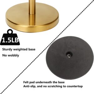 Gold Paper Towel Holder Countertop, Stainless Steel Heavy Base, Paper Towel Rack, Paper Towel Holder Stand, Ripping Paper Towel Off One-Handed, No Wobbly (Brushed Gold)