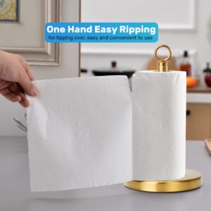 Gold Paper Towel Holder Countertop, Stainless Steel Heavy Base, Paper Towel Rack, Paper Towel Holder Stand, Ripping Paper Towel Off One-Handed, No Wobbly (Brushed Gold)