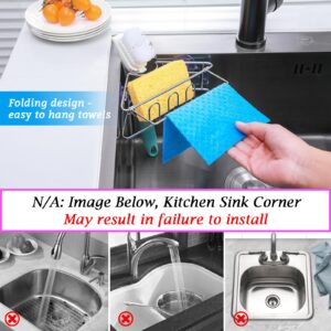 MAISEEN Kitchen Sink Caddy Sponge Holder， Space Saving Kitchen Sink Organizer + Sink Brush Holder + Dish Rag Holder, 304 Stainless Steel, Multi-Purpose 6 In 1 Kitchen Sink Accessories. Silver