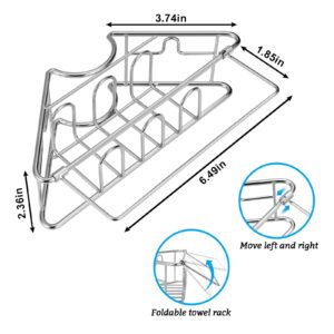 MAISEEN Kitchen Sink Caddy Sponge Holder， Space Saving Kitchen Sink Organizer + Sink Brush Holder + Dish Rag Holder, 304 Stainless Steel, Multi-Purpose 6 In 1 Kitchen Sink Accessories. Silver