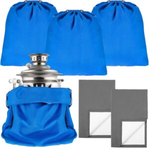 4 pcs anti tarnish storage bag with 2 pcs silver polishing cloth 18 x 18 inch fabric cloth bags blue anti tarnish jewelry storage bags silverware bags for silverware silverplate flatware silver trays