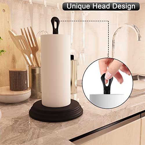 KASUNTO Toilet Paper Holder with Rustproof, Metal Free Standing Toilet Paper Stand Storage for Bathroom, Tissue Paper Roll Holder for Bathroom Accessories (Black)