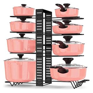 MDHAND Pot And Pan Organizer For Cabinet, Pot Lid Organizer With Adjustable 8 Dividers, Pot Organizer Rack For Under Cabinet, Pot Rack With 3 DIY Methods