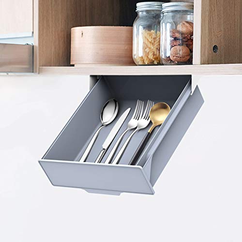 Auletin Under Desk Drawer - Desk Organizer Plastic Drawer for Under Desk Shelf, Under Cabinet Drawer Kitchen Organization and Storage Drawers Undermount Drawer for Spice Pullout For Cabinet