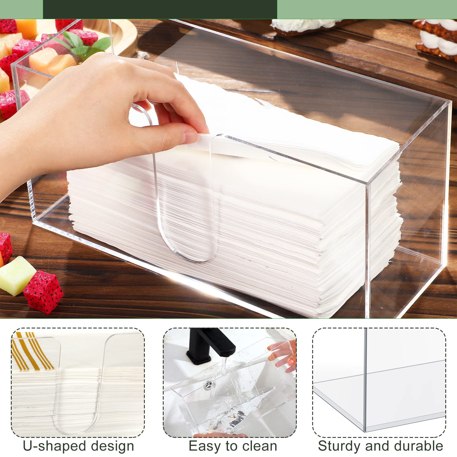 Mumufy 2 Pcs Fold Paper Towel Dispenser Countertop Paper Napkins Dispenser Napkin Holder Multifold Acrylic Paper Towel Dispenser for Z Fold C Fold Disposable Hand Towel (Clear)