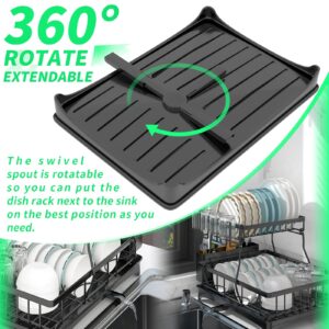 HNK Trend Dish Drying Rack, 2 Tier Stainless Steel Dish Rack with Drainboard, Dish Drainers for Kitchen Counter with Utensil Holder, Large Dishes Drying Rack Dish Drainer Organizer