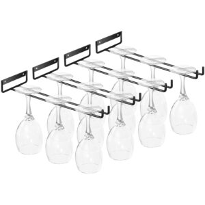 11.8 inch wine glass rack,wine glass rack under cabinet stainless steel stemware rack - hanging stemware holder for cabinet kitchen bar 4 pack black