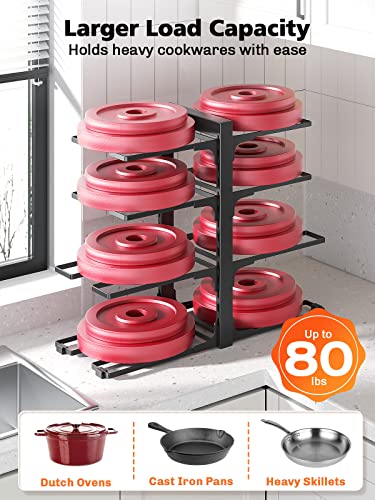 MUDEELA Pan Organizer Rack for Cabinet with 3 DIY Methods and 8-Tier Adjustable Heavy Duty Pan Organizer Rack for Cabinet Bundle