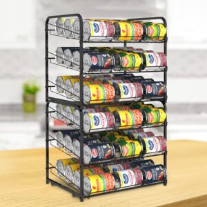 HAITRAL 2 Pack Can Rack Organizer, 3 Tier Stackable Can Storage Dispenser Holder, for Food Storage, Countertops or Kitchen Cabinets, Storage for 36 Cans (Each), Black