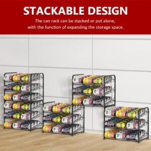 HAITRAL 2 Pack Can Rack Organizer, 3 Tier Stackable Can Storage Dispenser Holder, for Food Storage, Countertops or Kitchen Cabinets, Storage for 36 Cans (Each), Black