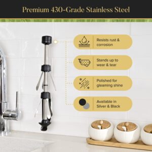 One Handed Tear Wall Mounted & Under Counter Paper Towel Holder Dispenser - Stainless Steel Wall Mount Paper Towel Holder - Easy to Install Horizontally or Vertically - Hardware Included – 11 Inches