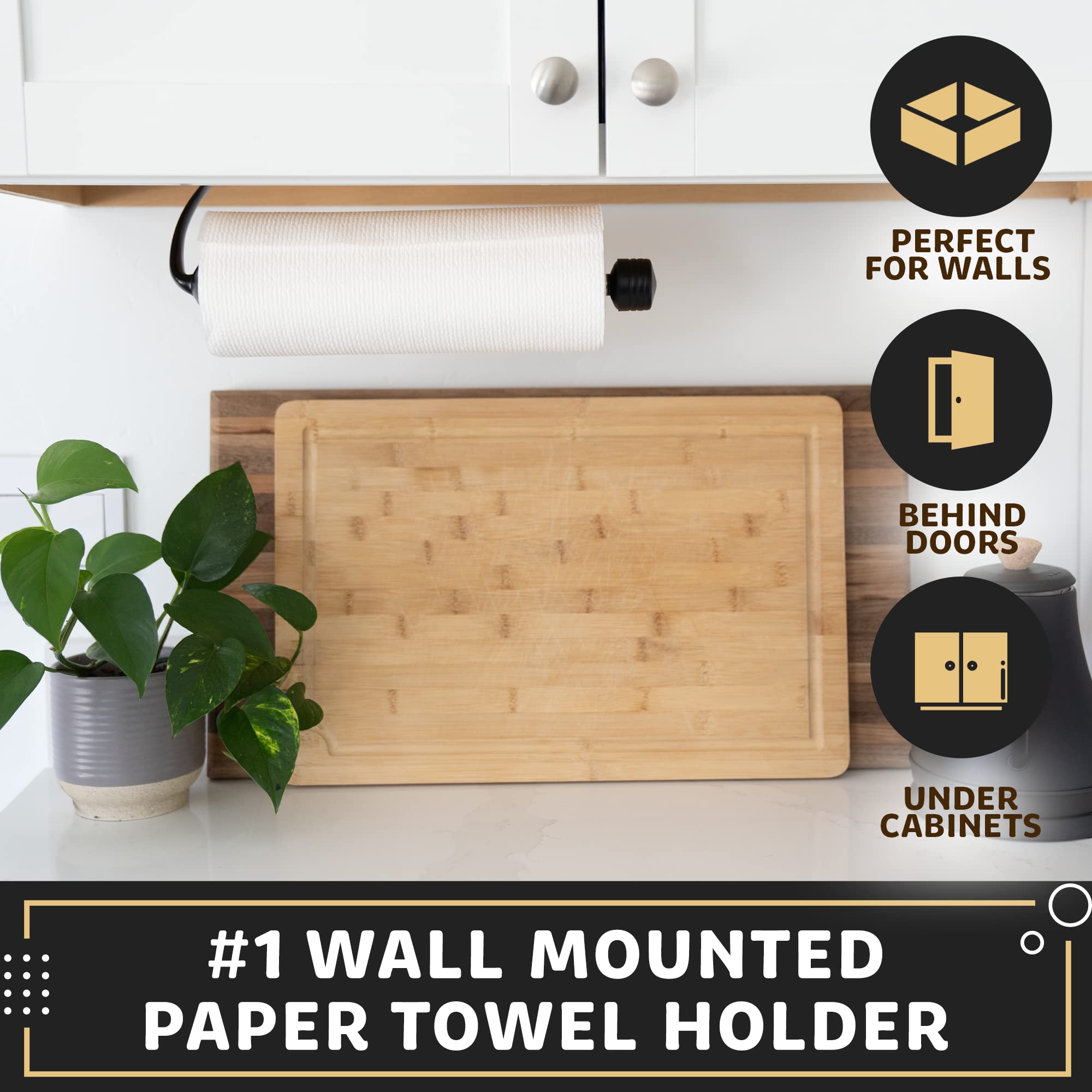 One Handed Tear Wall Mounted & Under Counter Paper Towel Holder Dispenser - Stainless Steel Wall Mount Paper Towel Holder - Easy to Install Horizontally or Vertically - Hardware Included – 11 Inches