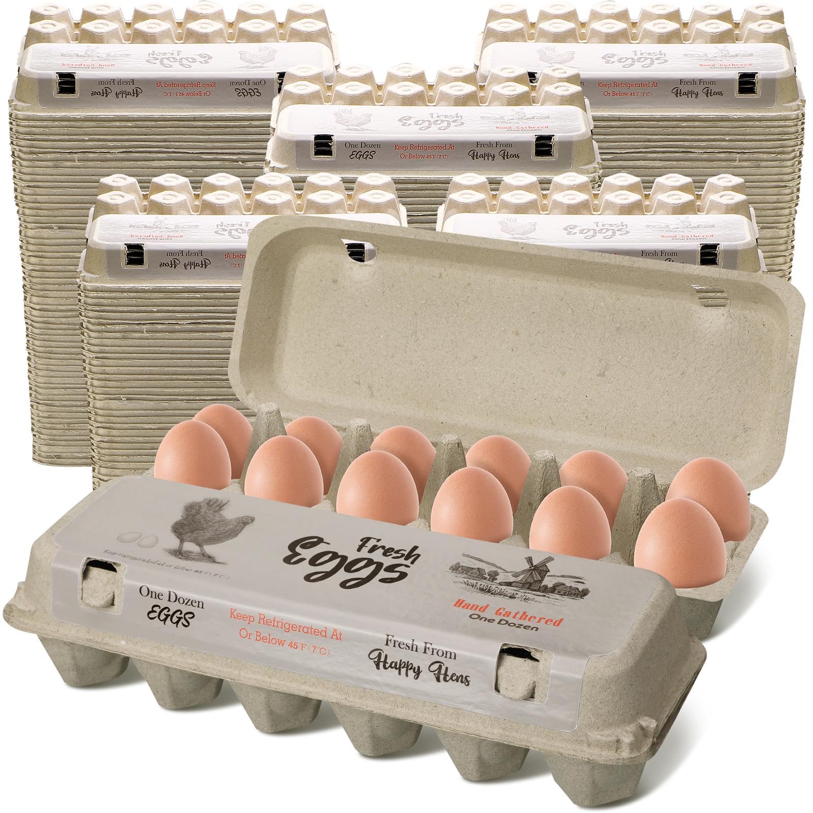 PerKoop 240 Pcs 2x6 Egg Cartons Bulk 1 Dozen Cardboard Egg Cartons Paper Pulp Egg Cartons for Farm Market Family Kitchen Storing Eggs, Chicken Eggs