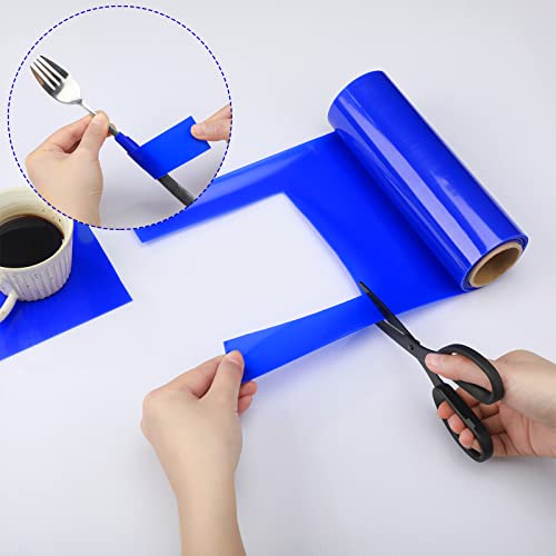 2 Rolls Non Slip Material Roll, 8 Inch x 3.25 ft Silicone Roll Cut to Size Non Slip Mat Large Table Pads Anti Slip Large Roll for Baking Drawer Crafts Counter Eating Aids Drawer (Blue)