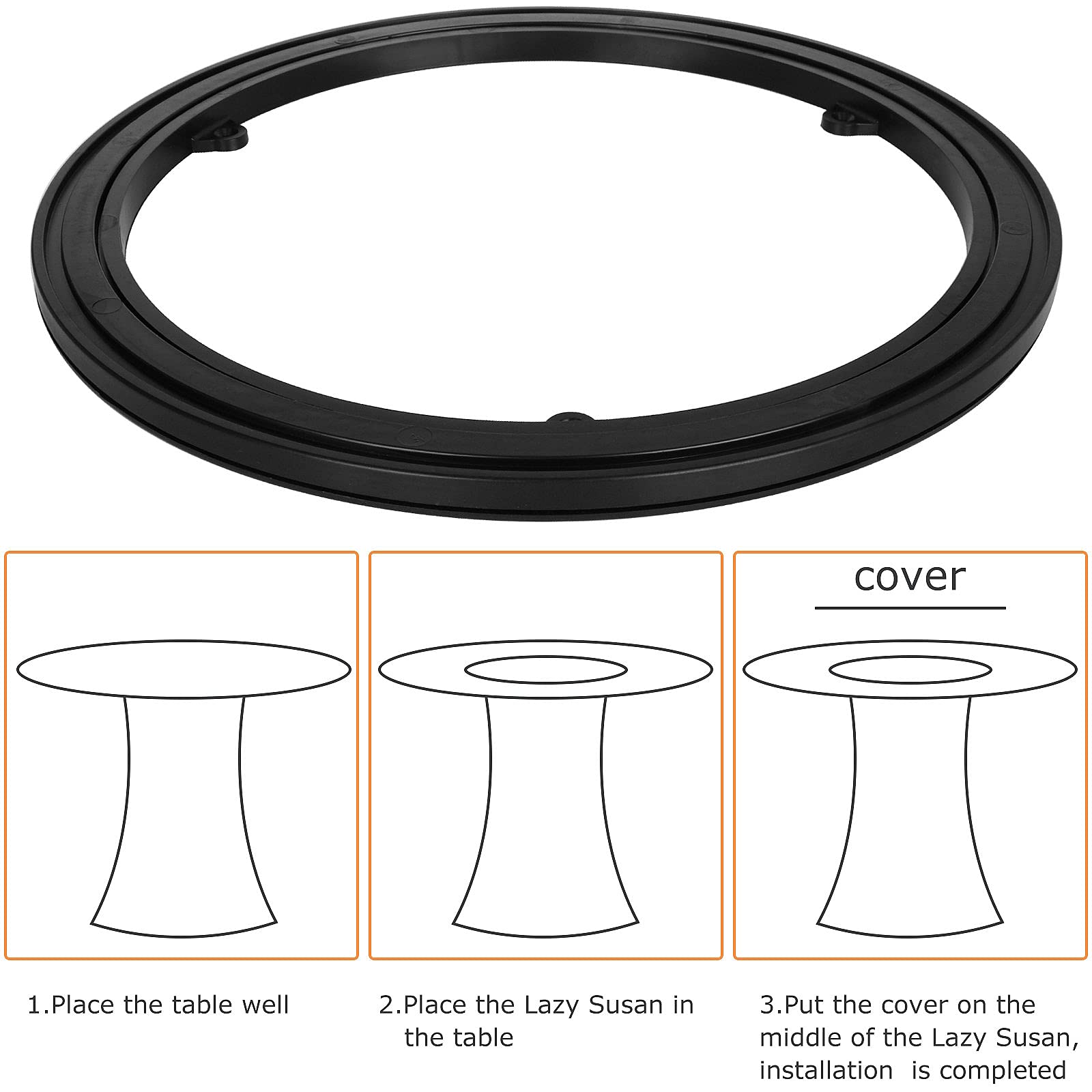 12 Inch Lazy Susan Hardware, 2PCS Lazy Susan Turntable Bearings Swivel Plate, Plastic Rotating Turntable for Rotating Dining Table, Serving Trays, Kitchen Storage Racks, Craft Table