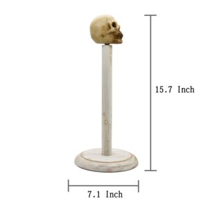 Rustic Wood Skull Paper Towel Holder Stand Up Paper Towel Holder, Easy One-Handed Tear Kitchen Paper Towel Dispenser with Weighted Base for Standard Paper Towel Rolls,Rustic White