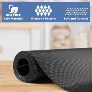 Shelf Liner Drawer Liners, Non Adhesive Kitchen Cabinet Liner Drawer Mat with Waterproof Protection Pad for Refrigerator, Cupboard, Cabinet Shelves, Pantry Cover, Black 11.8 x 236.2 inches