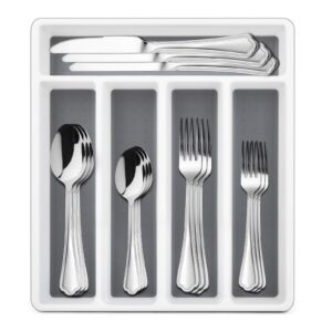 20 pieces silverware set with organizer/tray for 4, haware stainless steel flatware cutlery set, elegant design for home hotel kitchen wedding, mirror polished & dishwasher safe