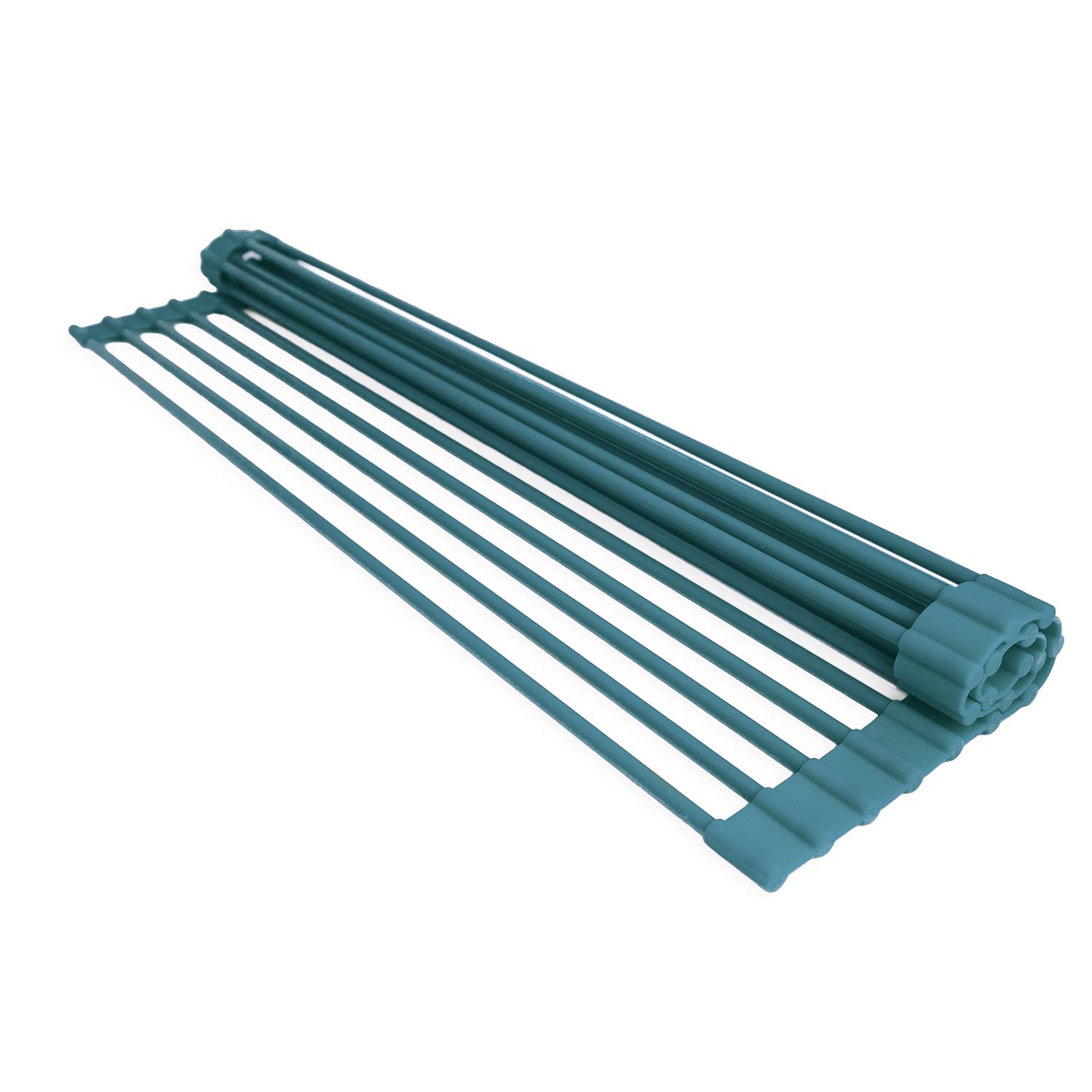 Domestic Corner - Roll-Up Over-The-Sink Dish Drying Rack - Versatile Kitchen Sink Accessories for Dishes, Pots, and Produce Drying - Essential Home and Apartment Accessories - Turquoise