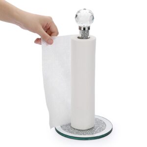 juxyes vertical countertop paper towel roll holder rack, upright paper holder crushed diamond standup paper towel holder for kitchen dining room bathroom, 13 height freestanding paper roll holder