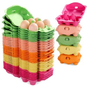 aeimijpq egg cartons for chicken eggs 30 pack, reusable colorful egg cartons bulk 6 count recycled eggs holder, easter decoration crafts gifts for egg diy