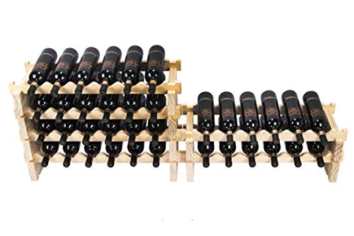 Beyond Your Thoughts Wine Rack Pine Wood 36 Bottle Capacity Stackable Storage Stand Display Shelves, Wobble-Free, Thicker Wood, (36 Bottle Capacity, 6 Rows x 6)