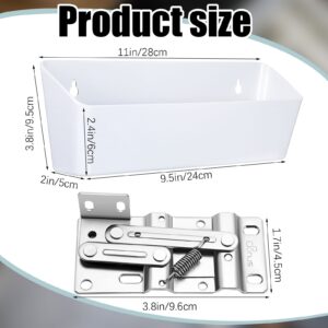 2 Pack Tip Out Tray for Sink with Hinges 11 Inch Front Sink Drawer Tip Out Tray Kit False Drawer Front Clips Flip Sponge Holder for Kitchen, White